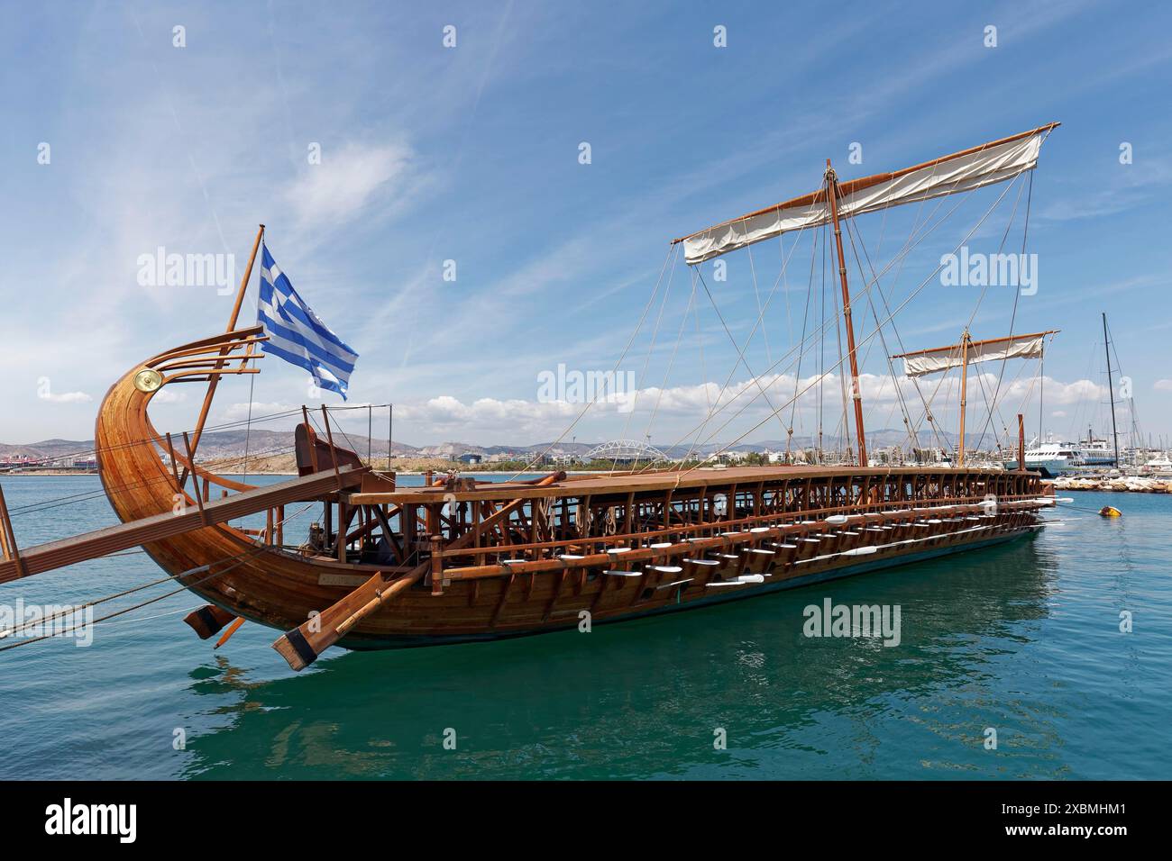 Trireme Olympias, three-oarer, replica of an ancient warship, Zea ...
