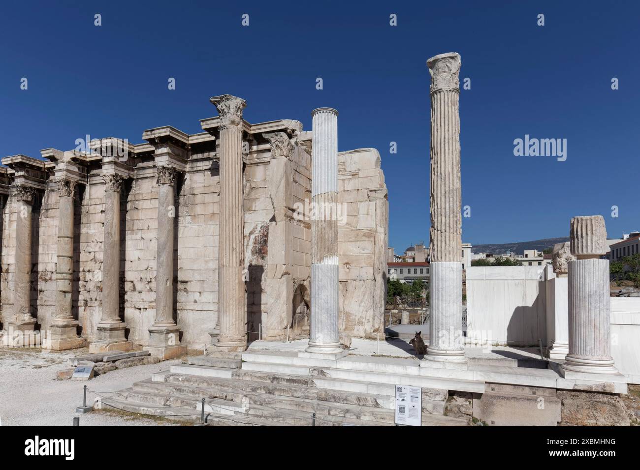 Ruins of Hadrian's Library, west wall with Corinthian columns, Plaka ...