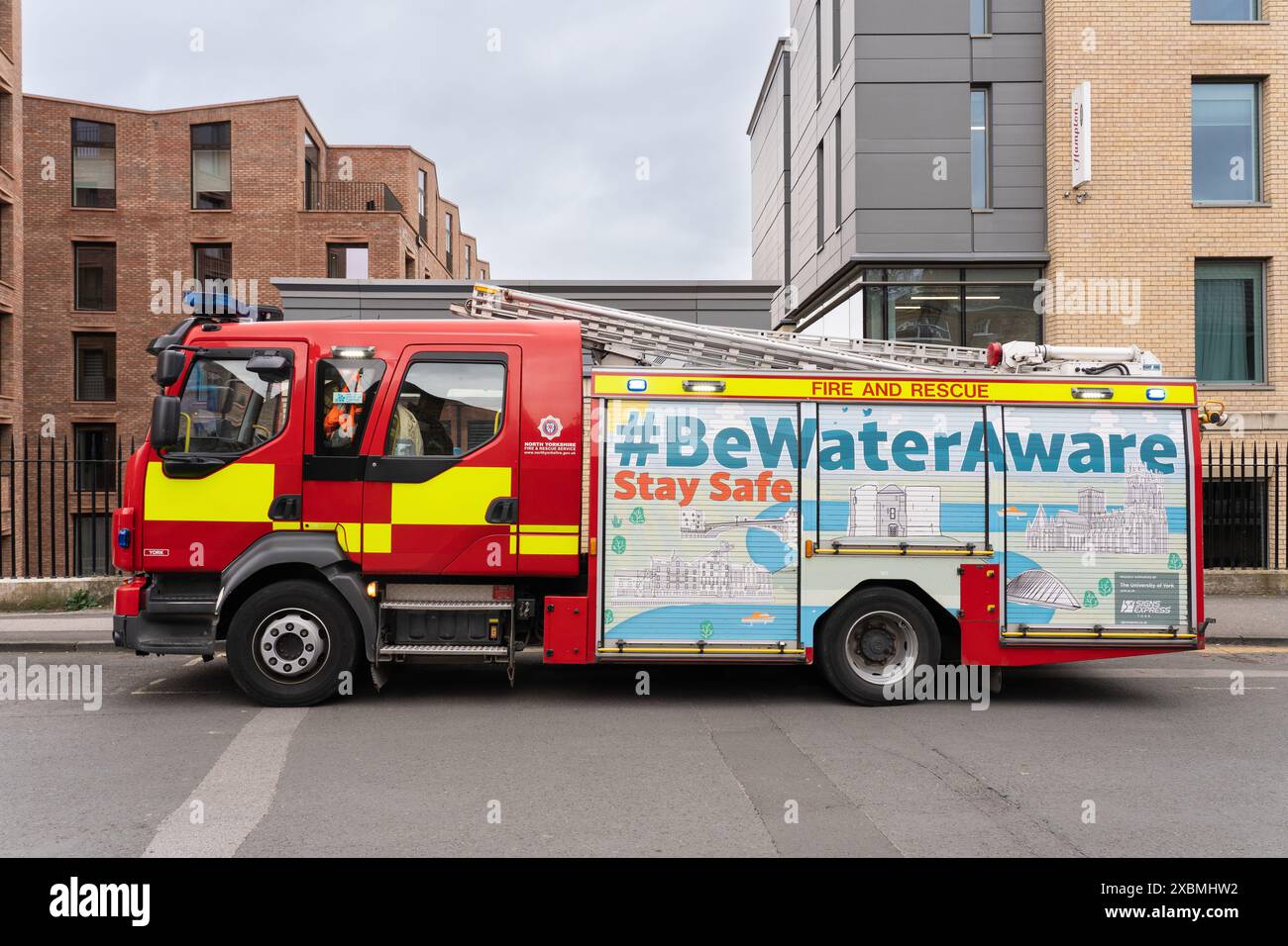 A fire engine in the city of York, part of the North Yorkshire Fire and ...