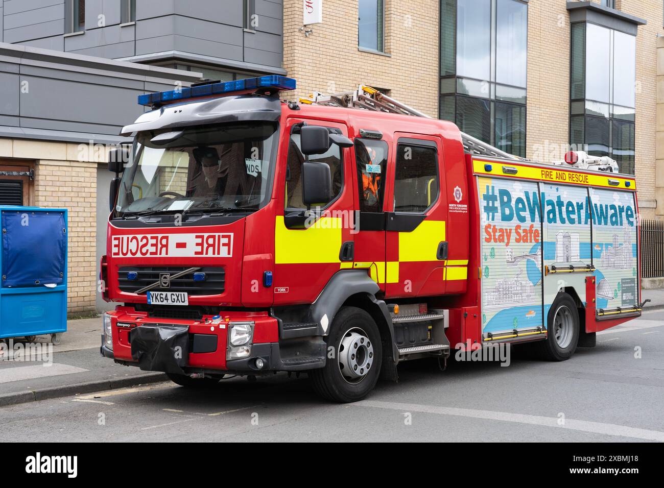 A fire engine in the city of York, part of the North Yorkshire Fire and ...