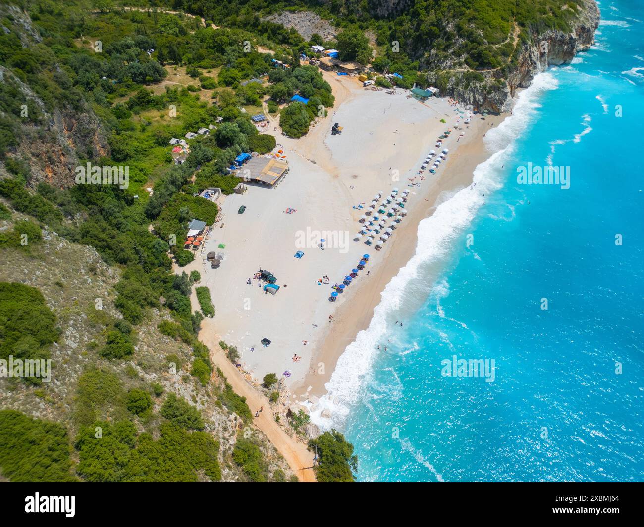 Aerial view of the Gjipe Beach coastline between Dhermi and Himara on ...