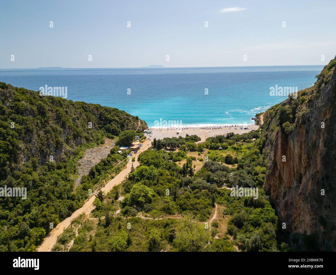 Aerial view of the Gjipe Beach coastline between Dhermi and Himara on ...
