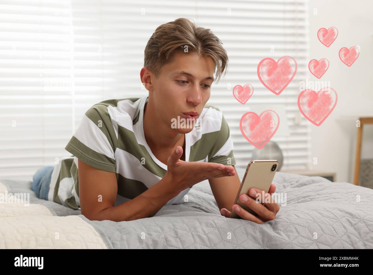 Illustration couple bed kiss hi-res stock photography and images - Alamy