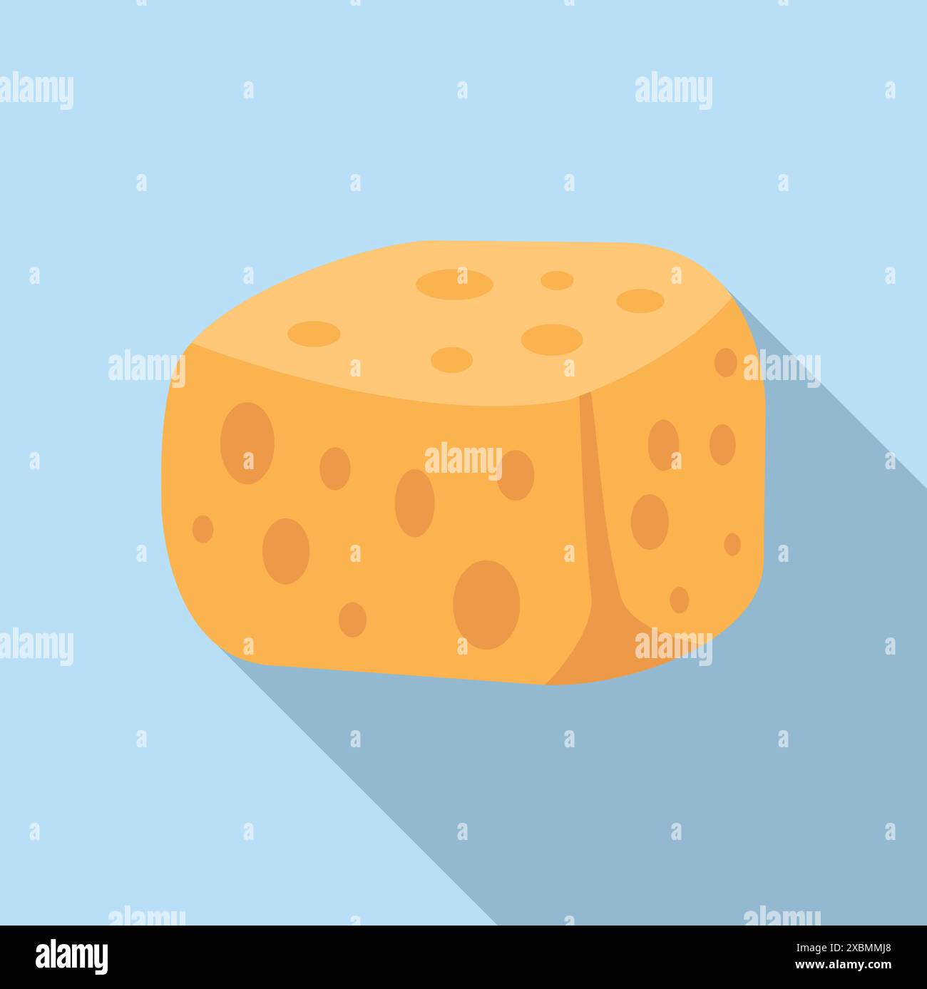 Illustration of a big piece of cheese with holes, isolated on blue ...