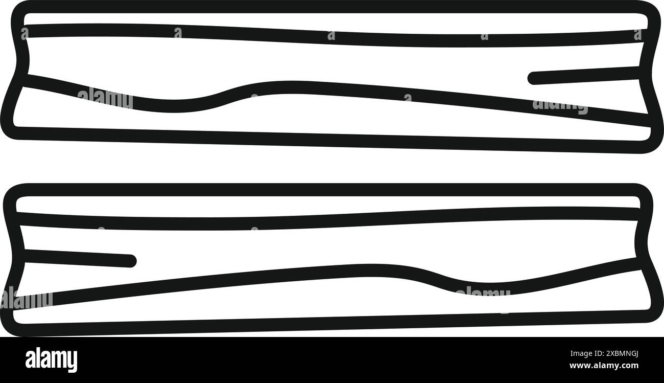 Simple black and white icon of two wooden planks showing wood grain ...