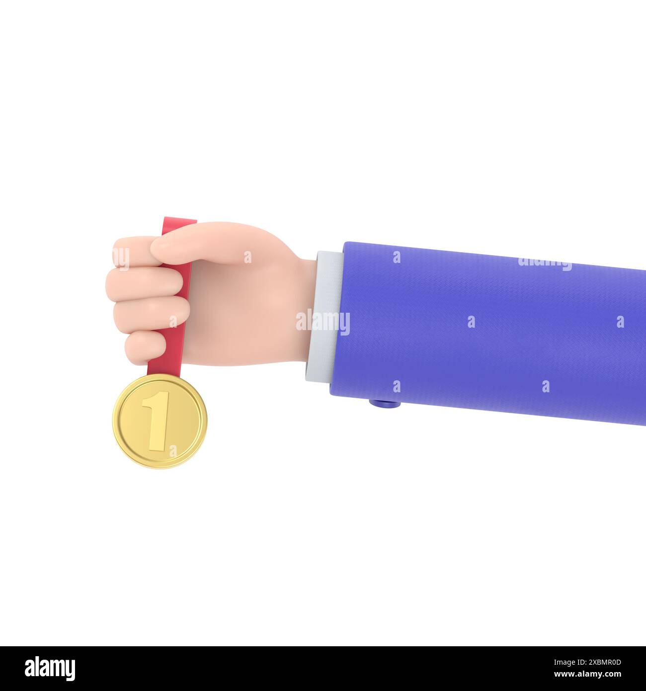 Cartoon Gesture Icon Mockup.Businessman hand holding winner medal ...