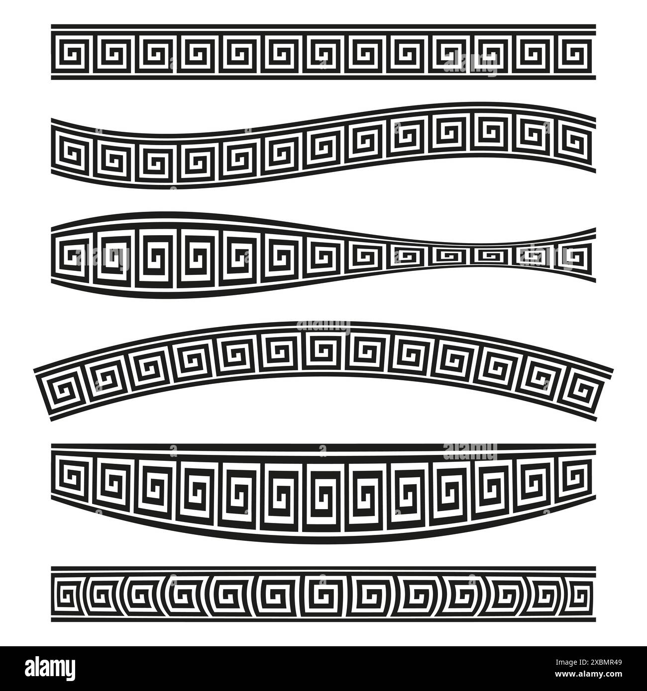 Greek vector patterns. Curved geometric borders. Classic black design ...