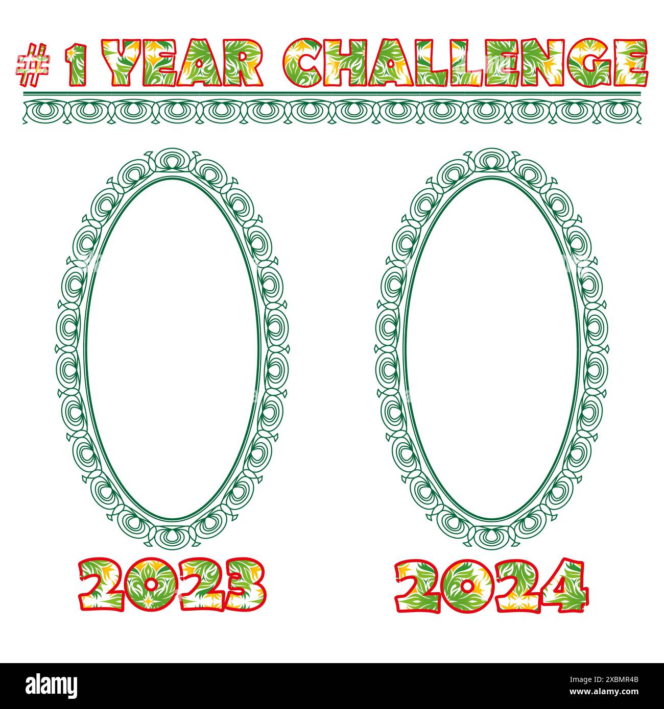 One Year Challenge Template. Decorative Frame Design. Vector Art Stock ...