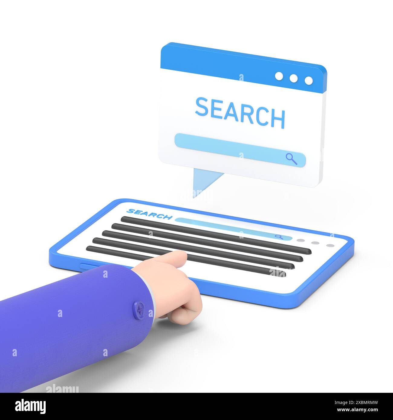 Cartoon Gesture Icon Mockup.Flat 3d isometric businessman hand use ...