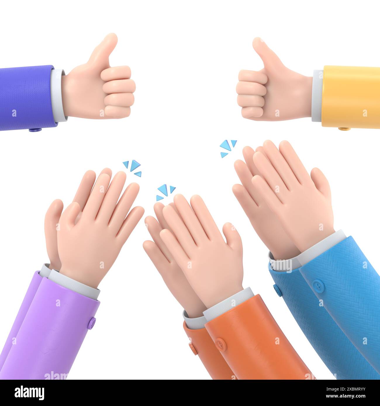 Set of people hands clapping, giving likes. Applause, ovation ...