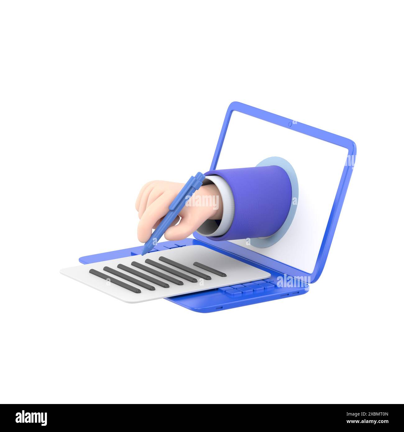 Isometric electronic signature concept. digital form attached to ...