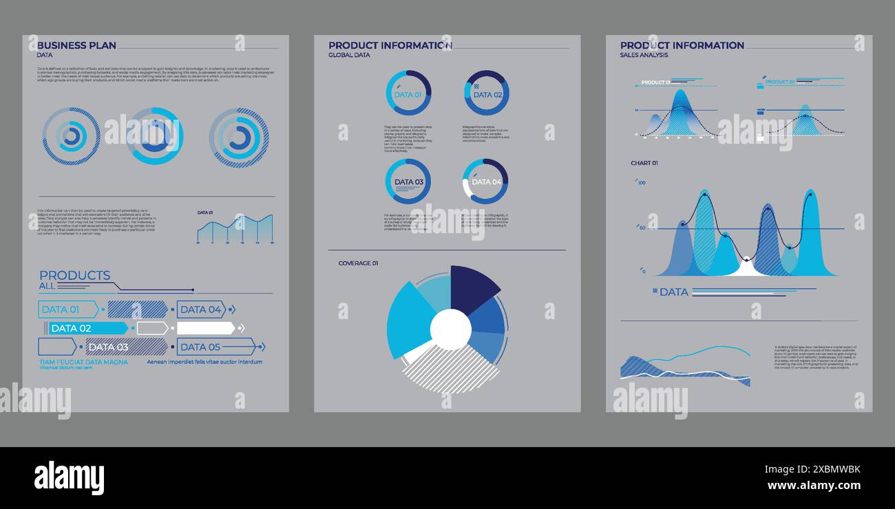 Modern business elements charts in color. Vector illustration Stock ...
