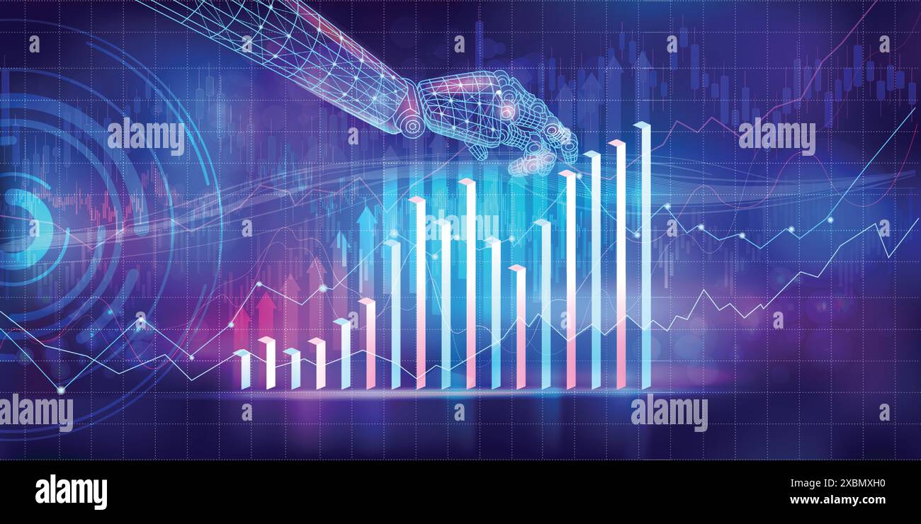 Digital infographic with growth chart, increasing positive indicators ...