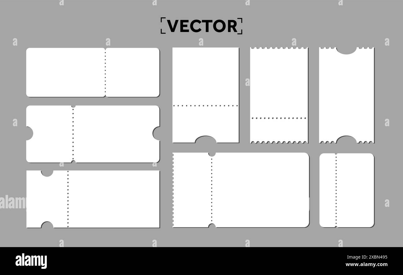 Set of blank ticket templates. Realistic cardboard coupons collection ...