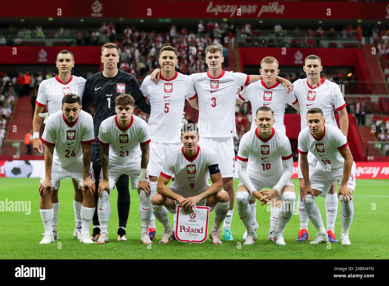 Warsaw, Poland. 10th June, 2024. Team of Poland line up during the ...