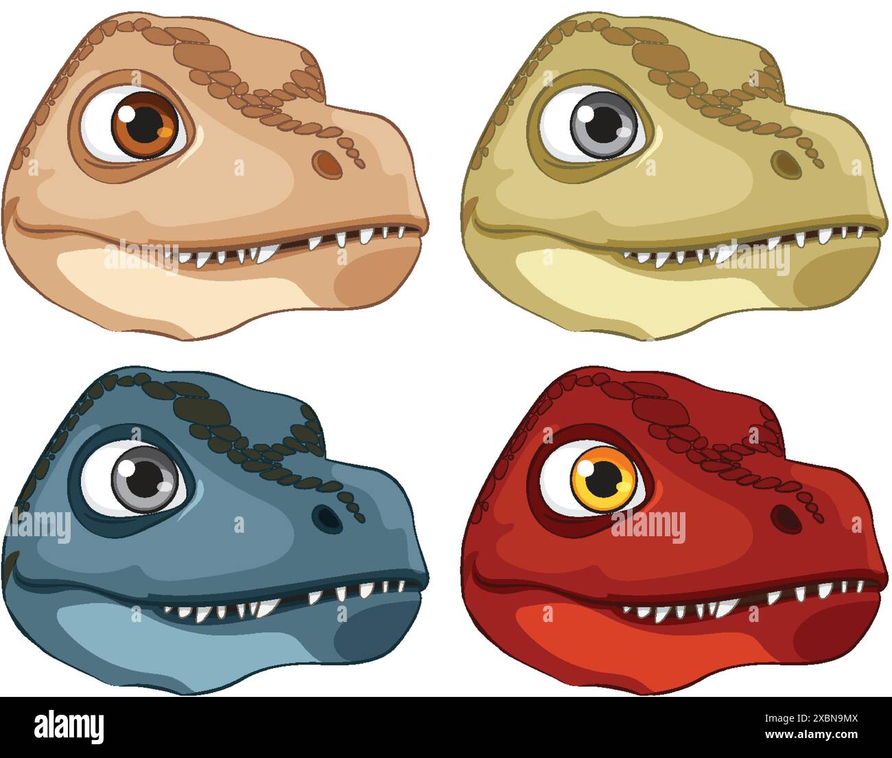 Four dinosaur heads in different colors Stock Vector Image & Art - Alamy