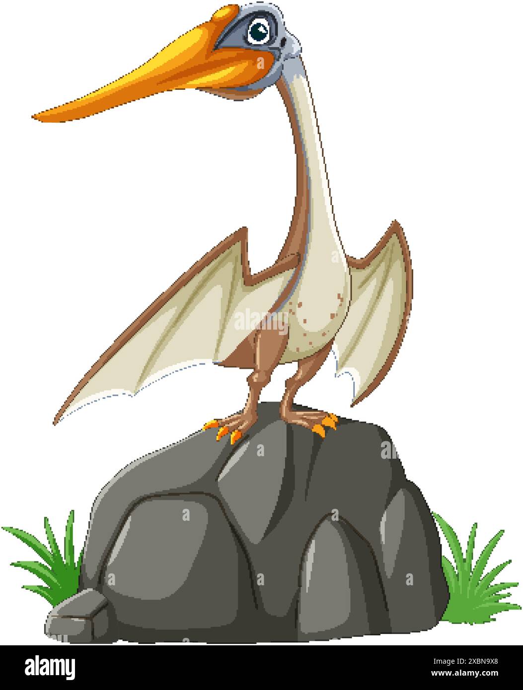 Cartoon pterosaur standing on a rock Stock Vector Image & Art - Alamy