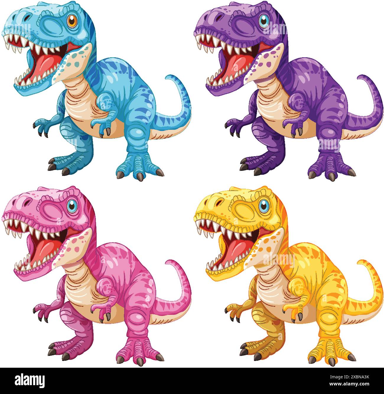 Four vibrant dinosaurs in different colors Stock Vector Image & Art - Alamy
