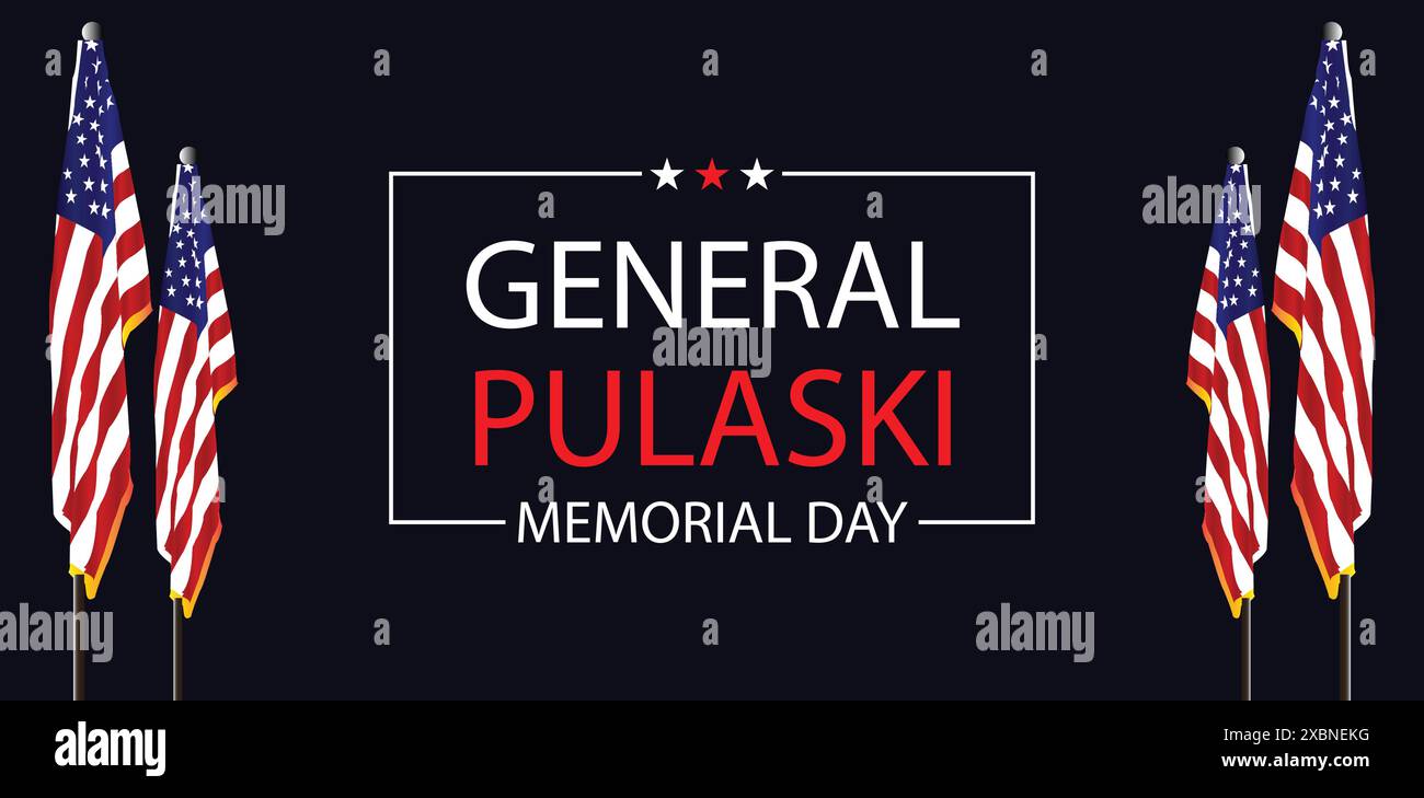 Honoring General Pulaski on Memorial Day USA Flag Tribute Stock Vector ...