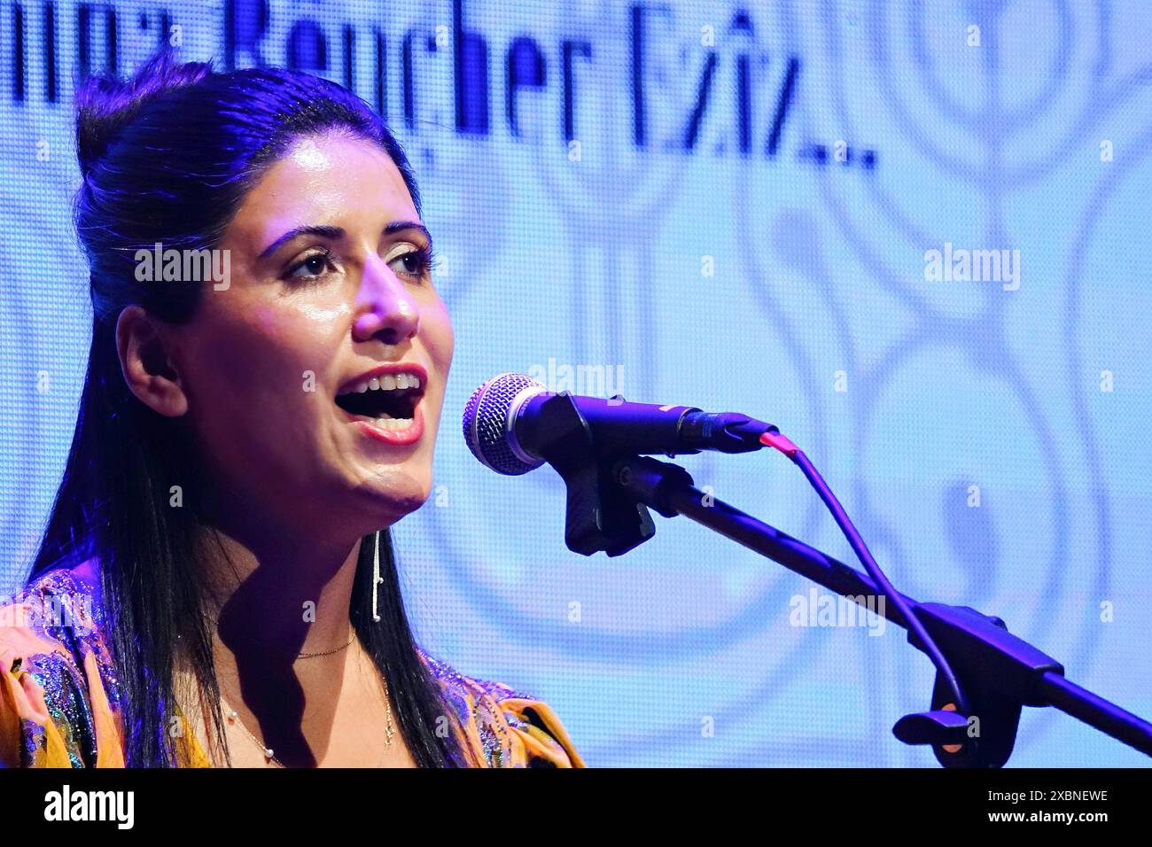 Diyarbakir, Turkey. 12th June, 2024. Derya Koc, the singer of Koma Ma ...