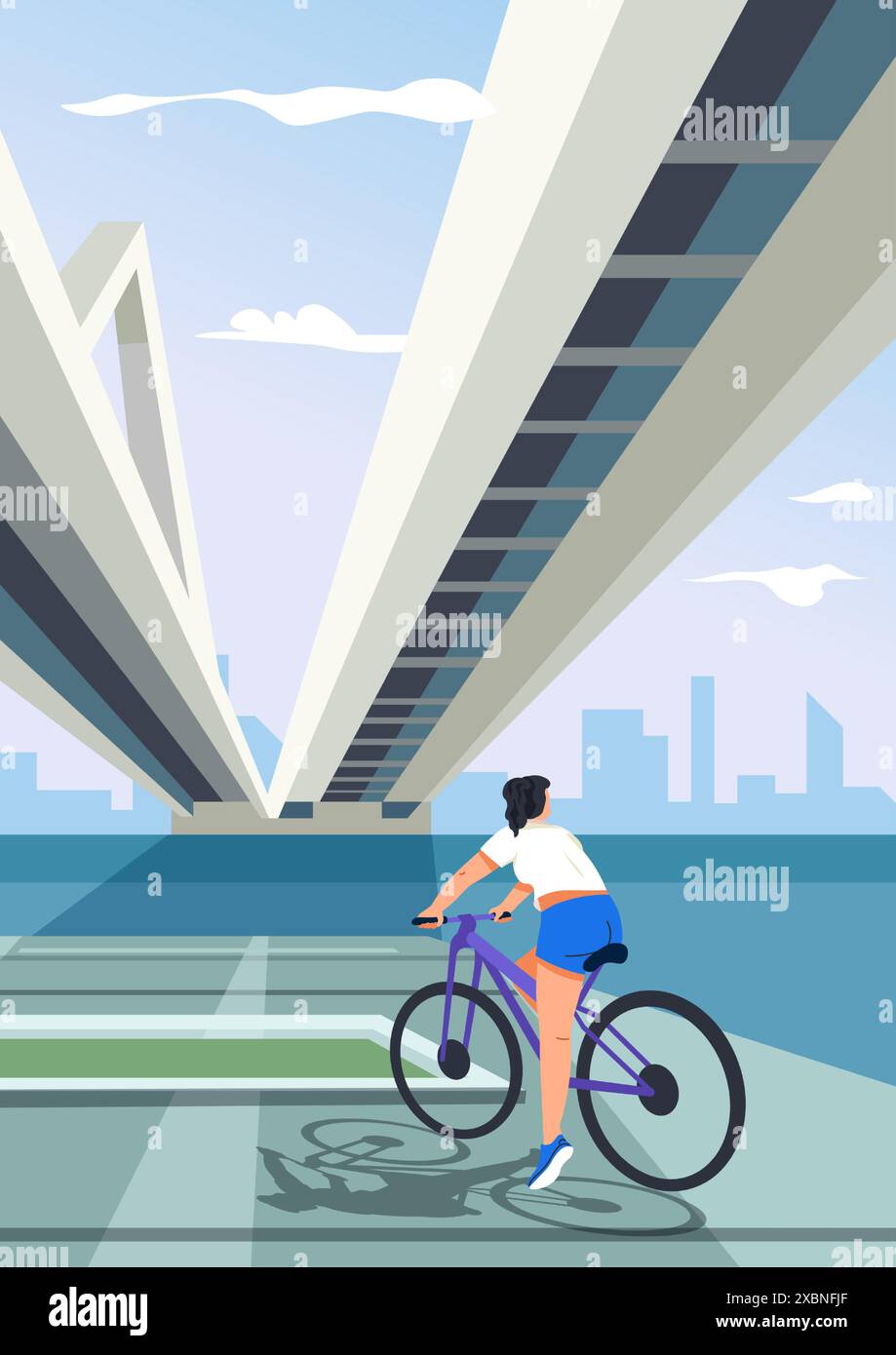 Modern City Under Bridge vector Stock Vector Image & Art - Alamy