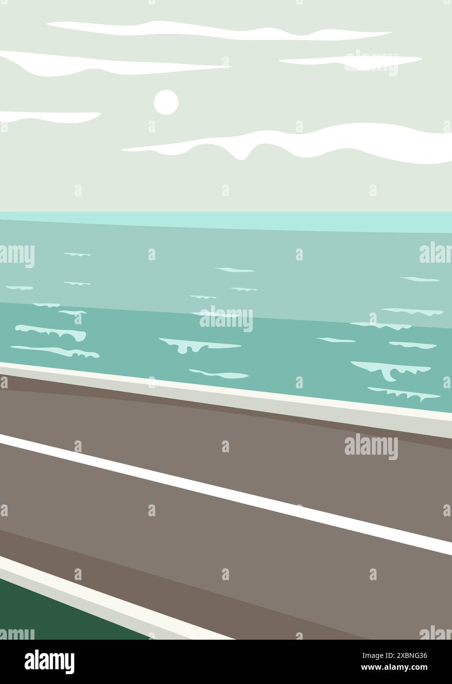 Coastal road and sea vector Stock Vector Image & Art - Alamy