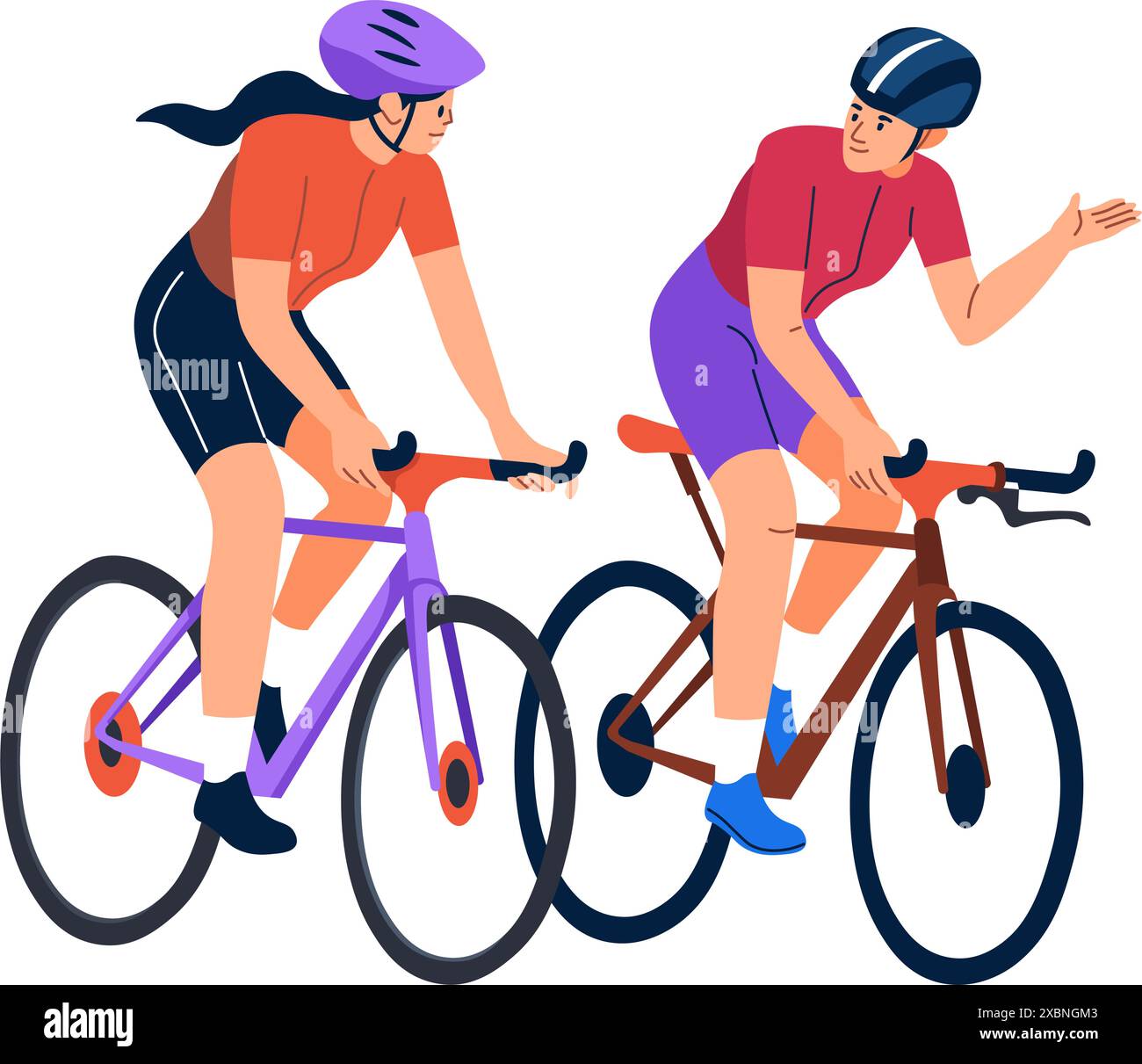 Two cyclists riding bikes vector Stock Vector Image & Art - Alamy