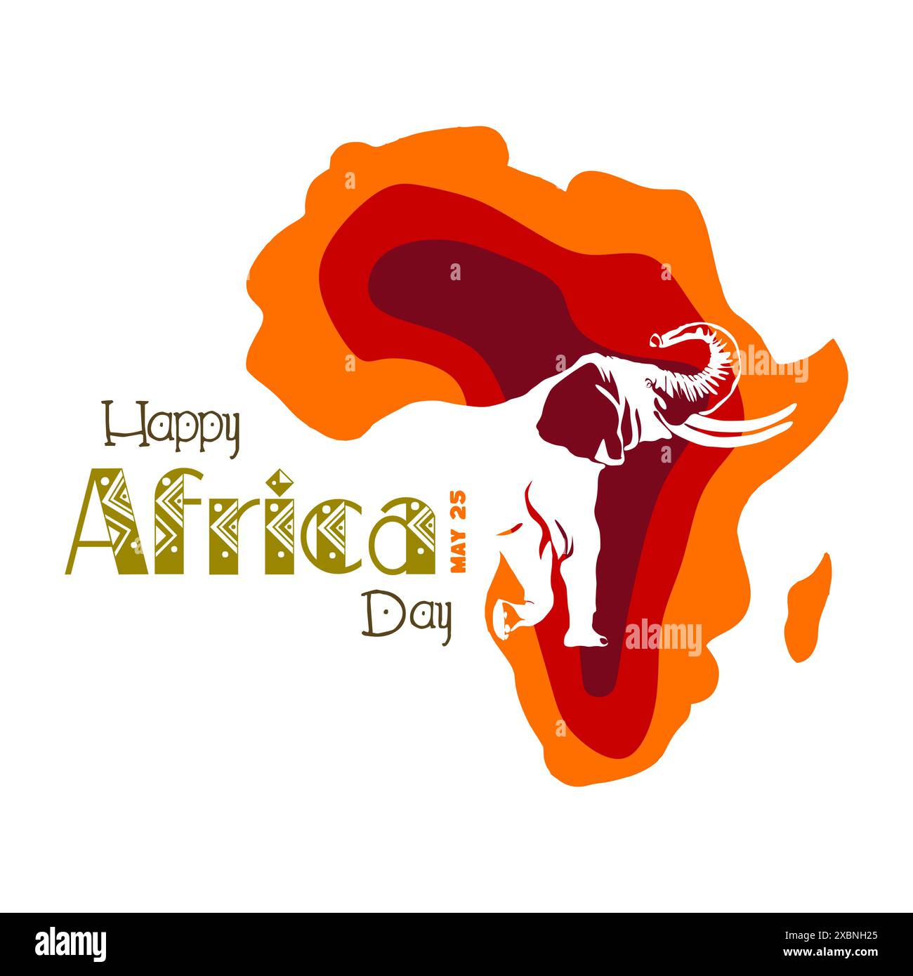 World Africa Day Illustration with Africa map and silhouette of African ...