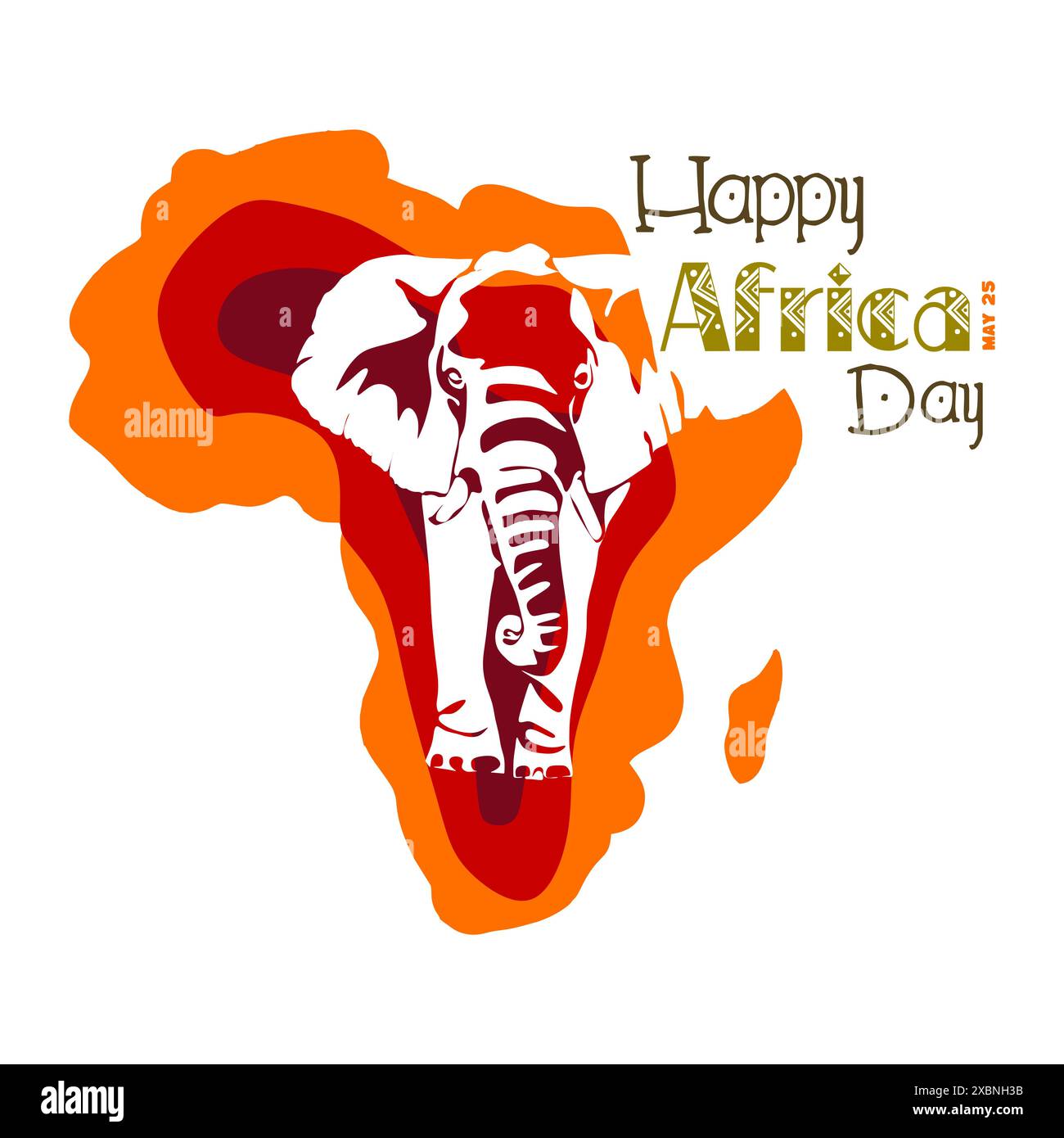 World Africa Day Illustration with Africa map and silhouette of African ...