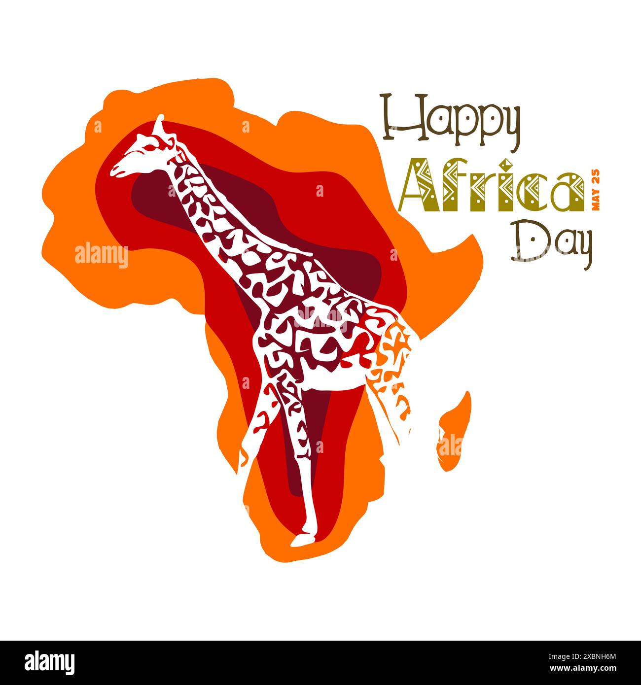 World Africa Day Illustration with Africa map and silhouette of African ...