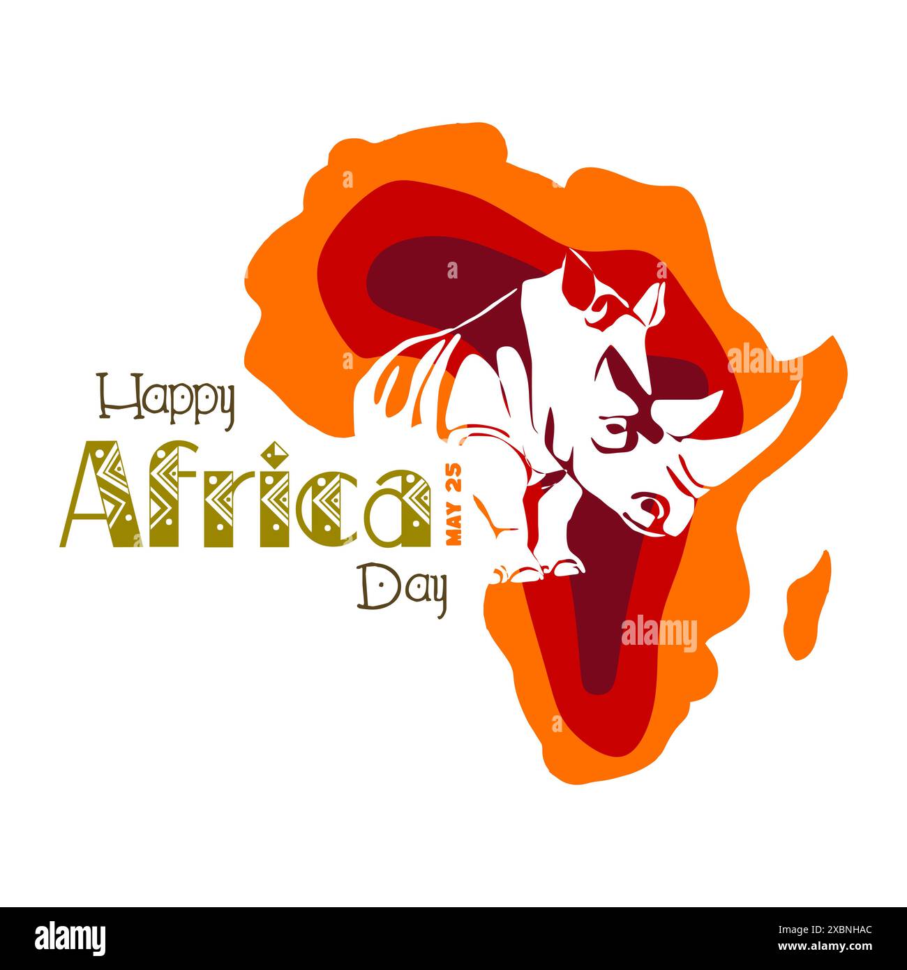 World Africa Day Illustration with Africa map and silhouette of African ...