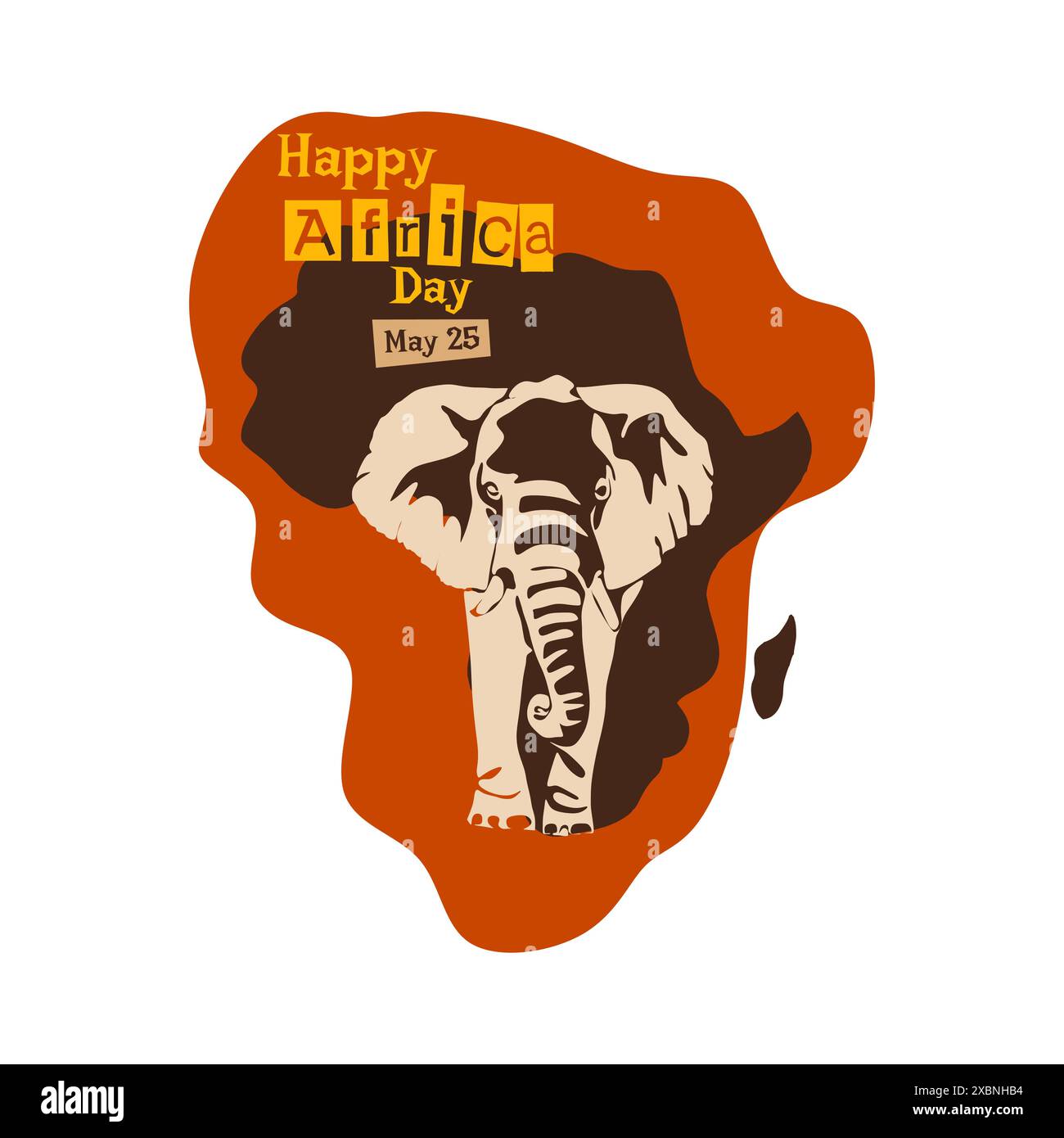 World Africa Day Illustration with Africa map and silhouette of African ...