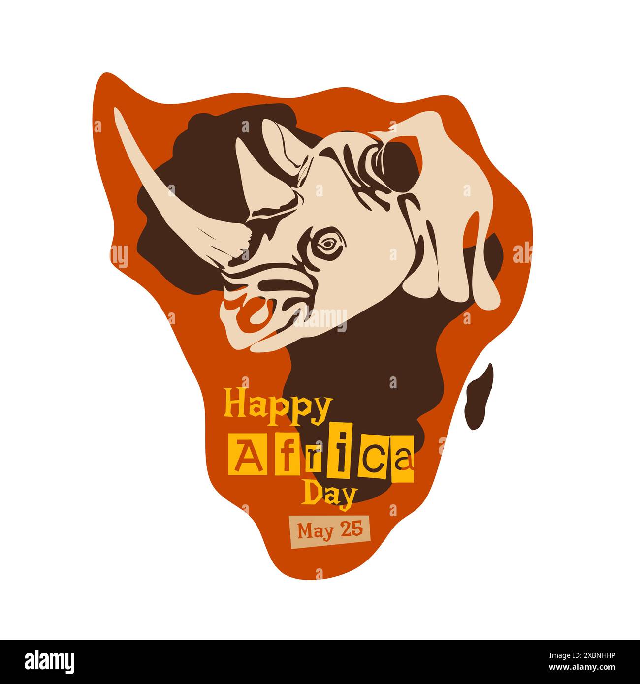 World Africa Day Illustration with Africa map and silhouette of African ...