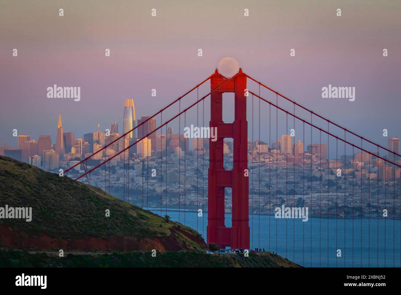 Full Moon over Golden Gate Bridge, San Francisco Stock Photo - Alamy