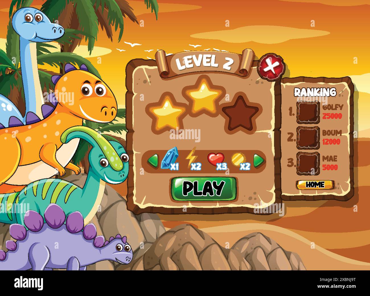 Colorful dinosaurs in a fun game setting Stock Vector Image & Art - Alamy