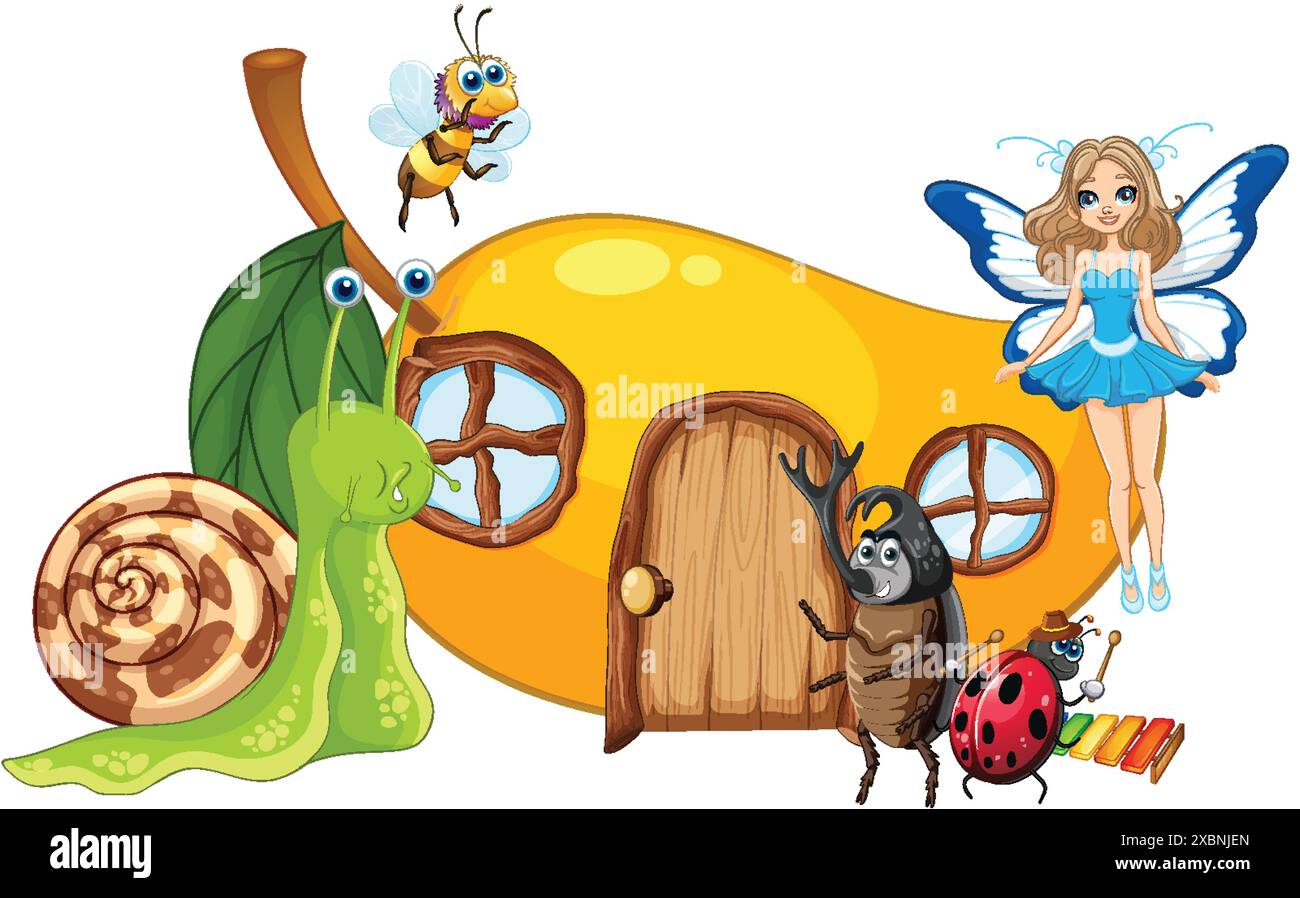 Fairy and insects around a whimsical house Stock Vector Image & Art - Alamy