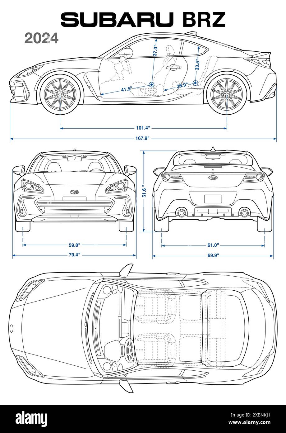Subaru BRZ 2024 car blueprint Stock Vector Image & Art - Alamy