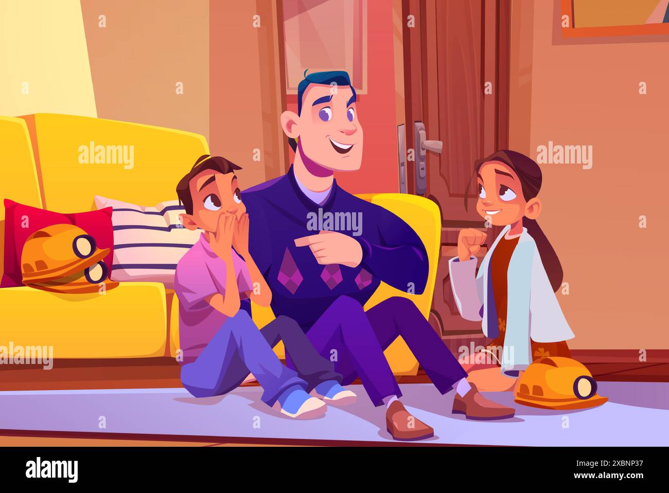 Man telling story to children Stock Vector Images - Alamy