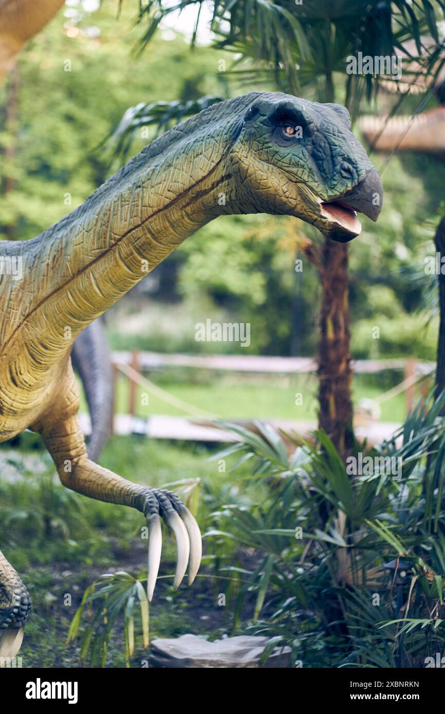 Head close-up Therizinosaurus is a predatory dinosaur species with ...