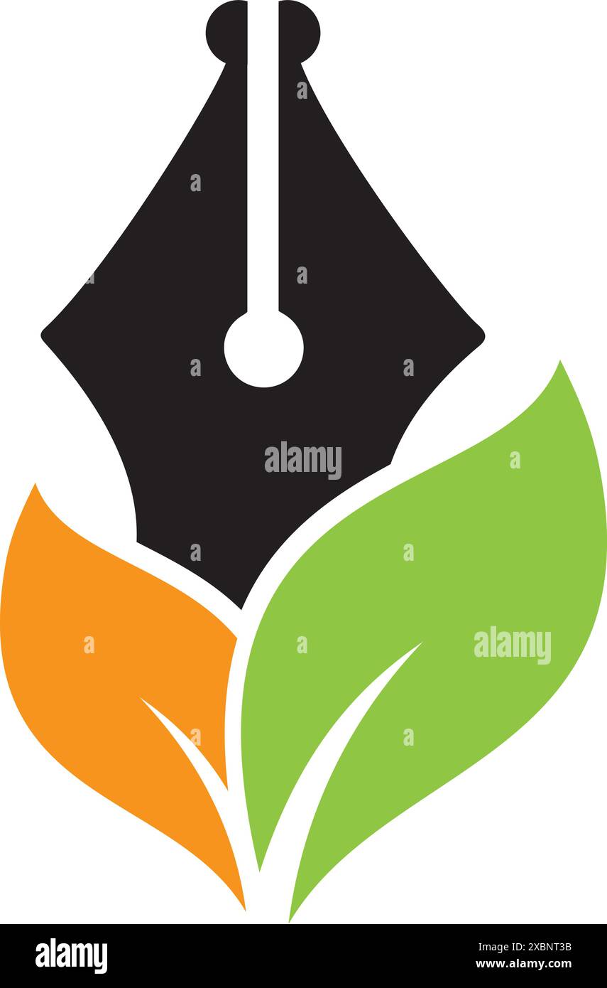 Leaf and pen combination natural logo design Stock Vector Image & Art ...