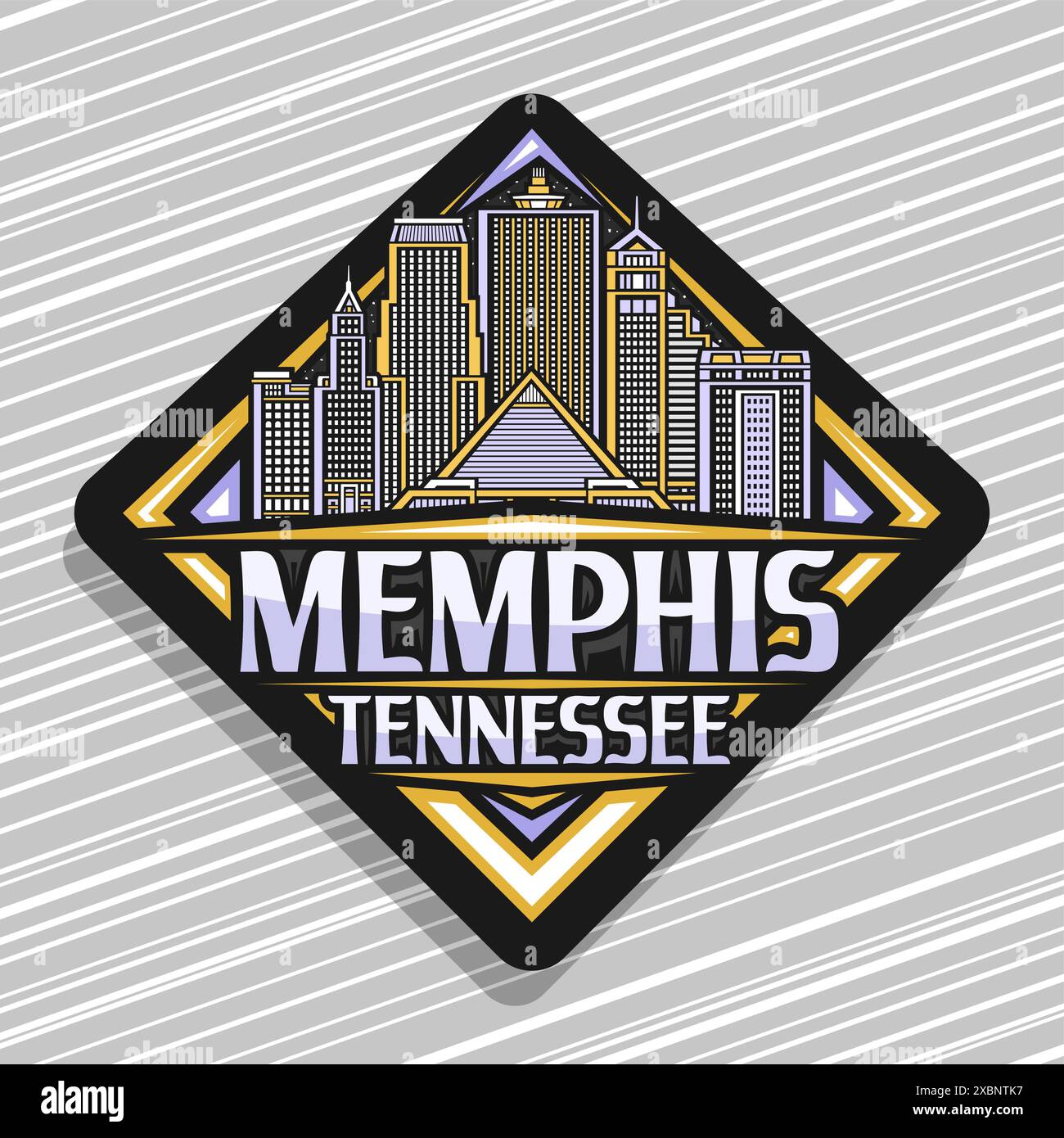 Vector logo for Memphis, black decorative rhomb road sign with line ...