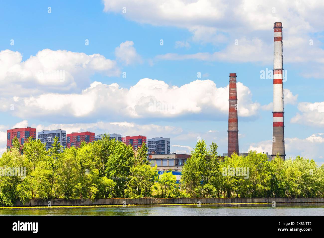 Moscow, Russia - June 08, 2024: old factory pipes. old factory chimneys ...