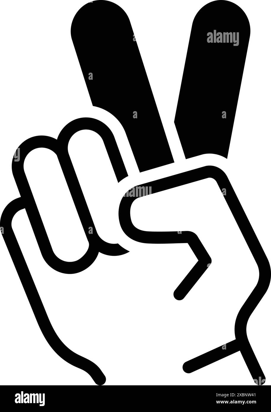 Icon victory hand showing Black and White Stock Photos & Images - Alamy