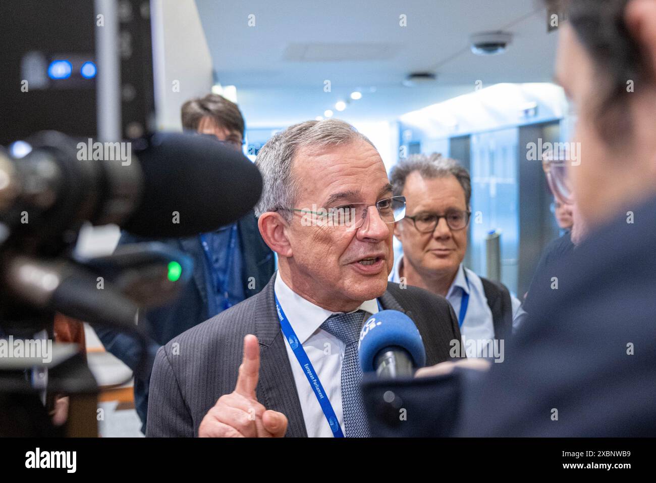 Brussels, Belgium. 12th June, 2024. French MEP Thierry Mariani arrives ...