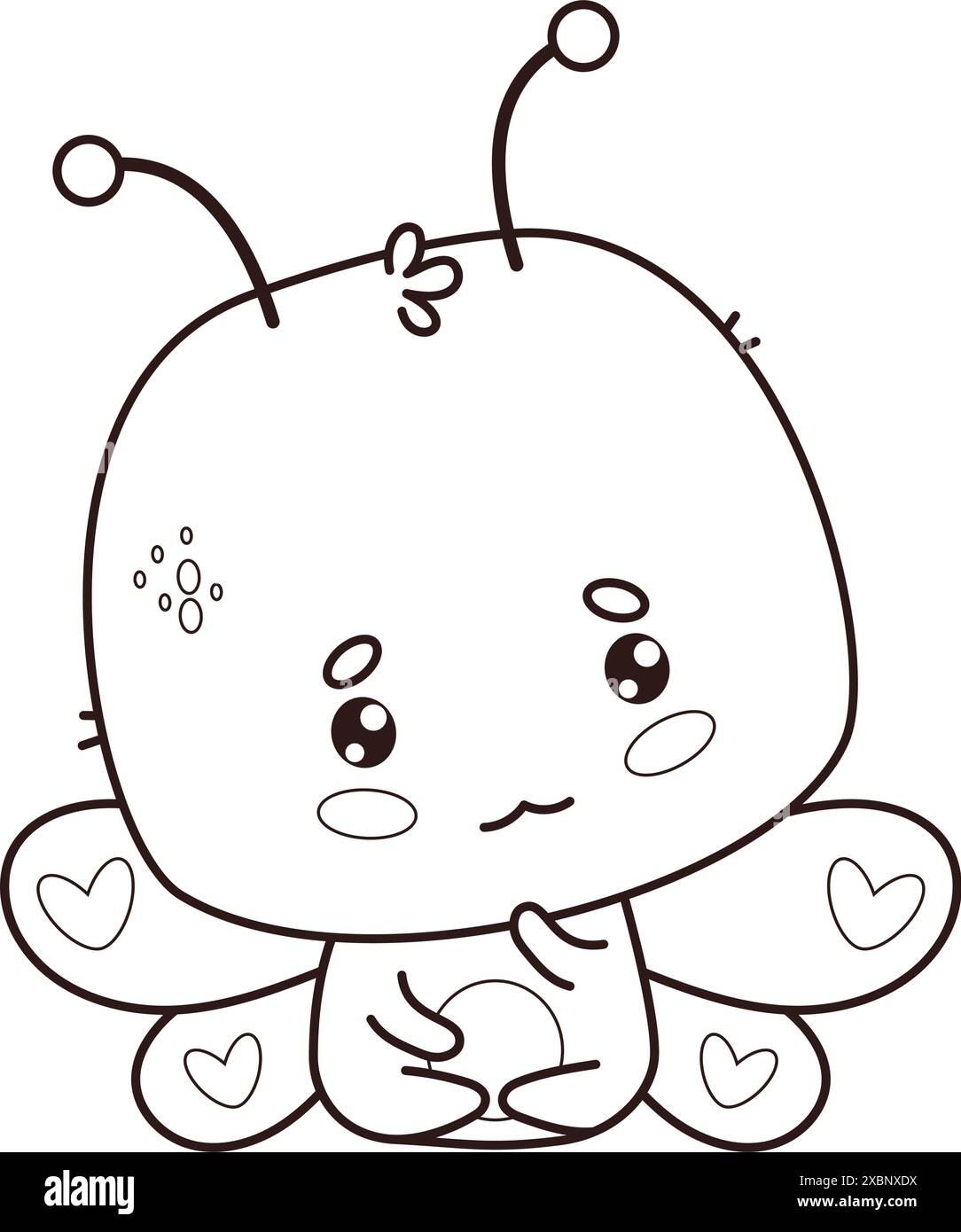 Cute butterfly. Funny outline cartoon kawaii insect. Line drawing ...