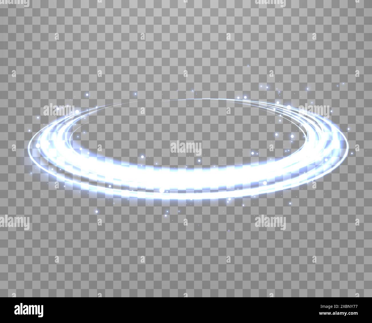 Glowing blue magic rings. Dynamic orbital flare halo ring. Neon realistic energy swoosh swirl ...