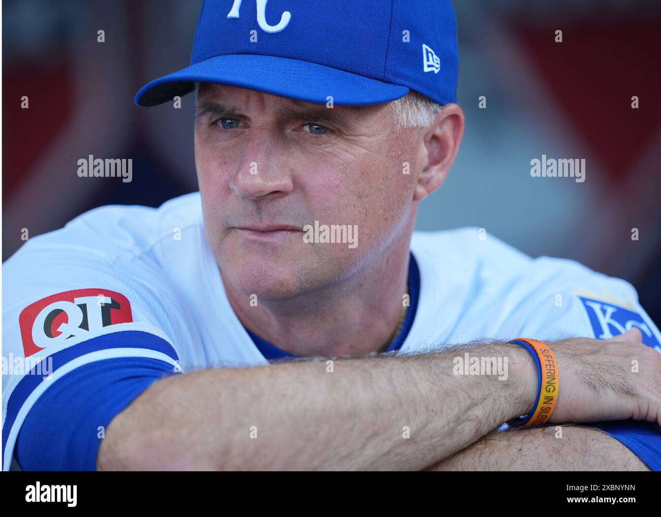 Jun 12, 2024: Kansas City Royals manager Matt Quatraro (33) ponders how ...