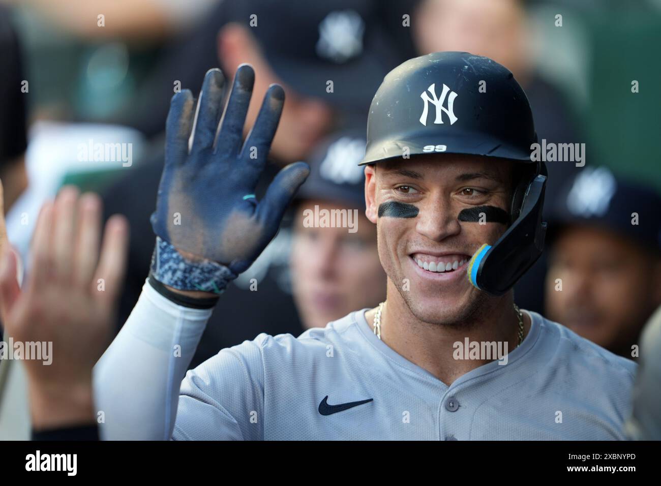 Jun 12, 2024: New York Yankees outfielder Aaron Judge (99) celebrates ...