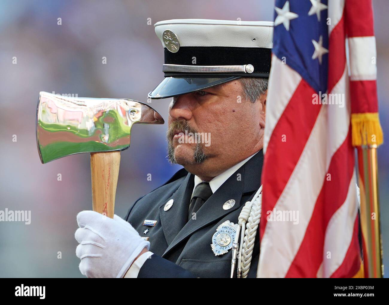 Jun 12, 2024: Overland Park Fire Department Honor Guard present the ...