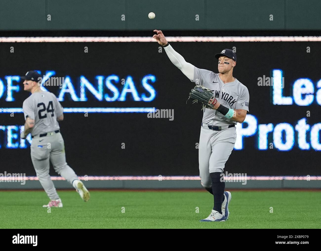 Jun 12, 2024: New York Yankees outfielder Aaron Judge (99) fires the ...